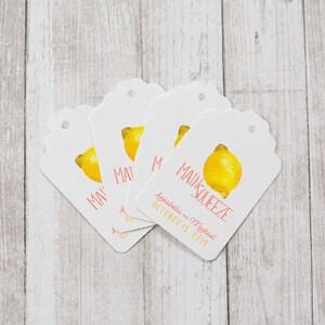 Lemon Tags, Custom Party Favor Tags, Main Squeeze, Engagement, Wedding ...
