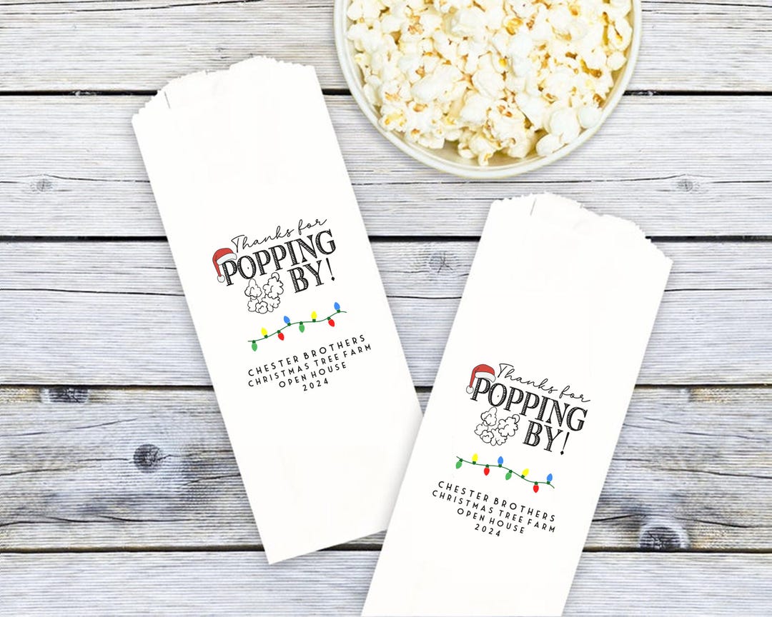 Christmas Popcorn Bags, Popcorn Thank You, Holiday Treat Bags, Open ...