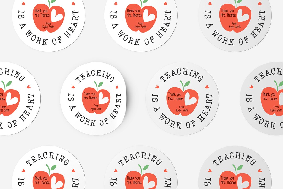 Thank You Teacher Stickers, Cute Apple Labels, School Party Favor ...