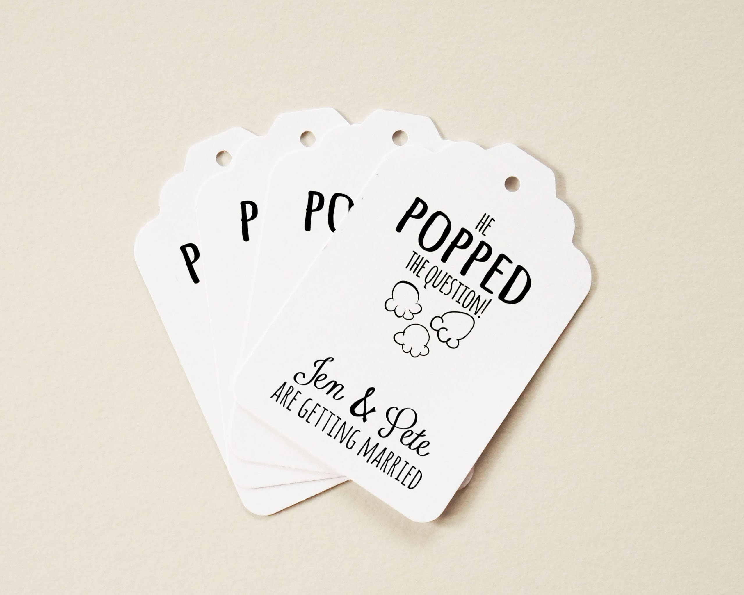 Engagement Party Tags, Custom Popcorn Favor Tags, Personalized Tags ...