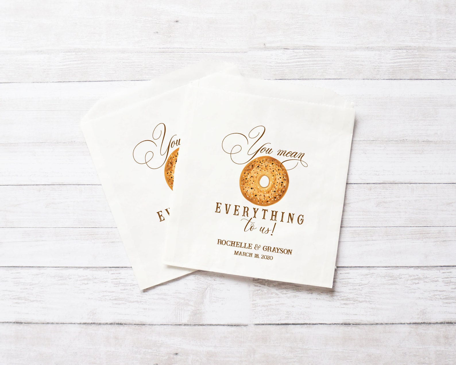 Everything Bagel Favor Bags, Wedding Brunch, White Bakery Bags ...