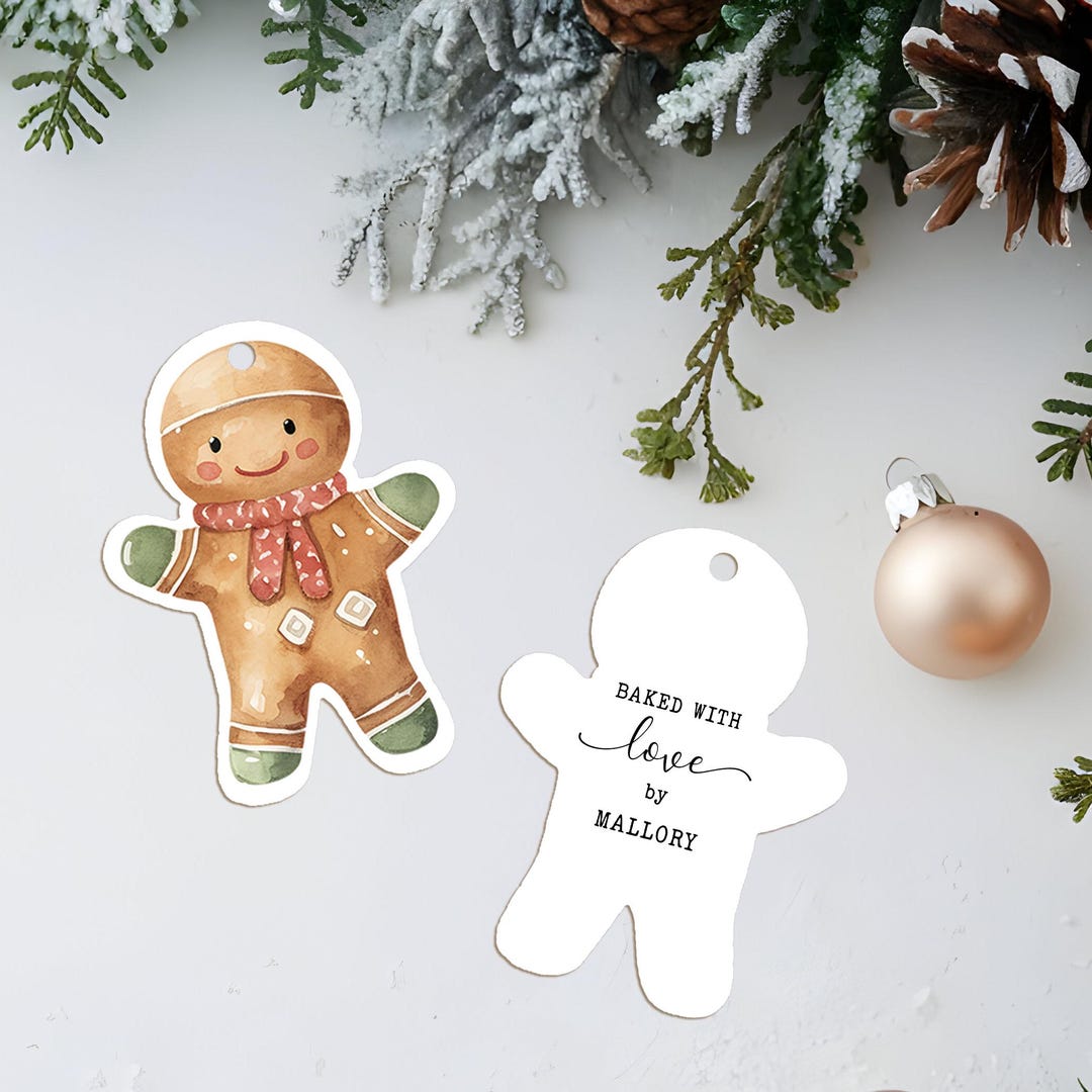 Gingerbread Man Gift Tags, Christmas Party Favor Labels, Christmas ...