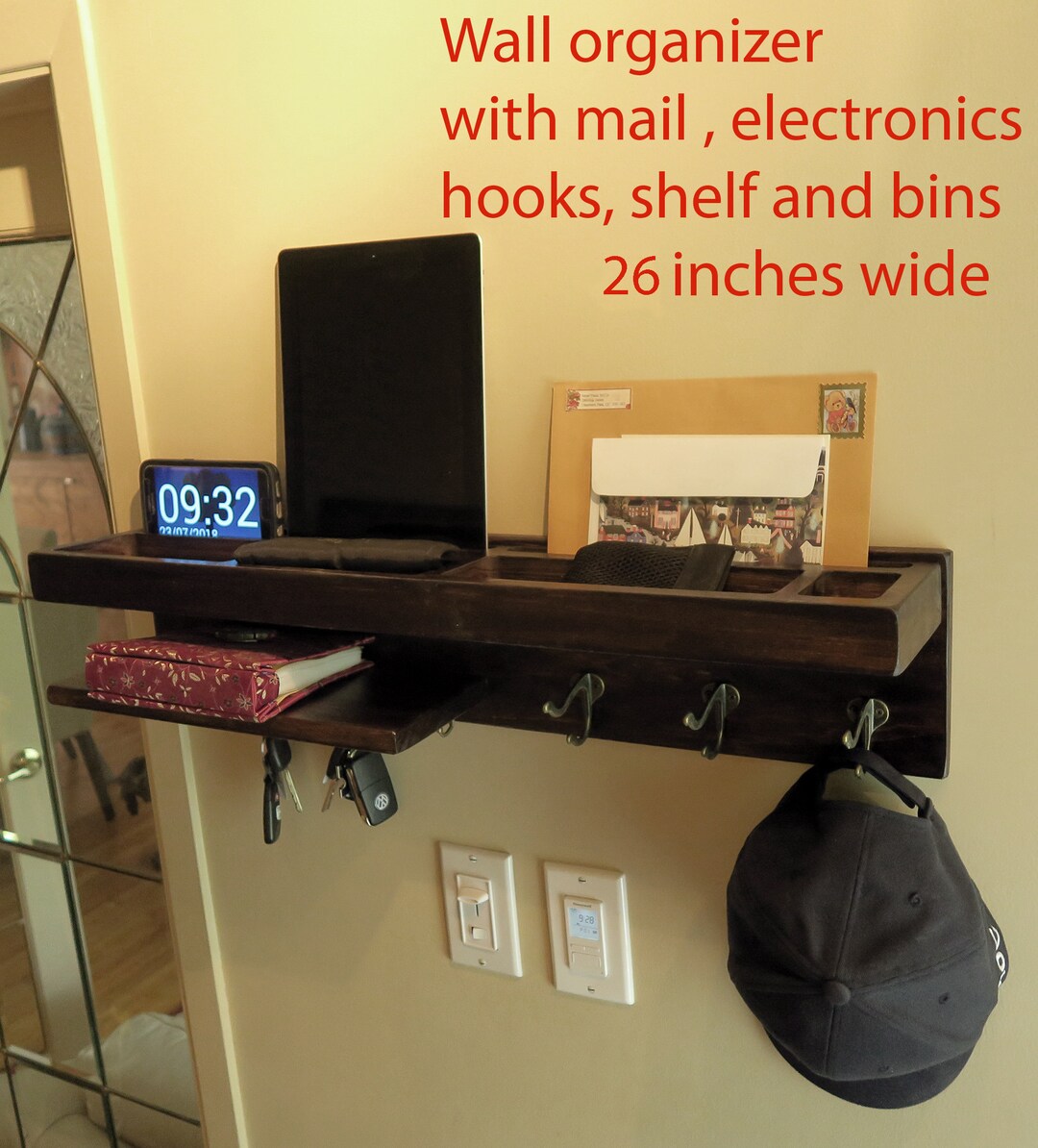 Personalized Entryway Organizer Shelf: Wall Docking Station With Hooks ...