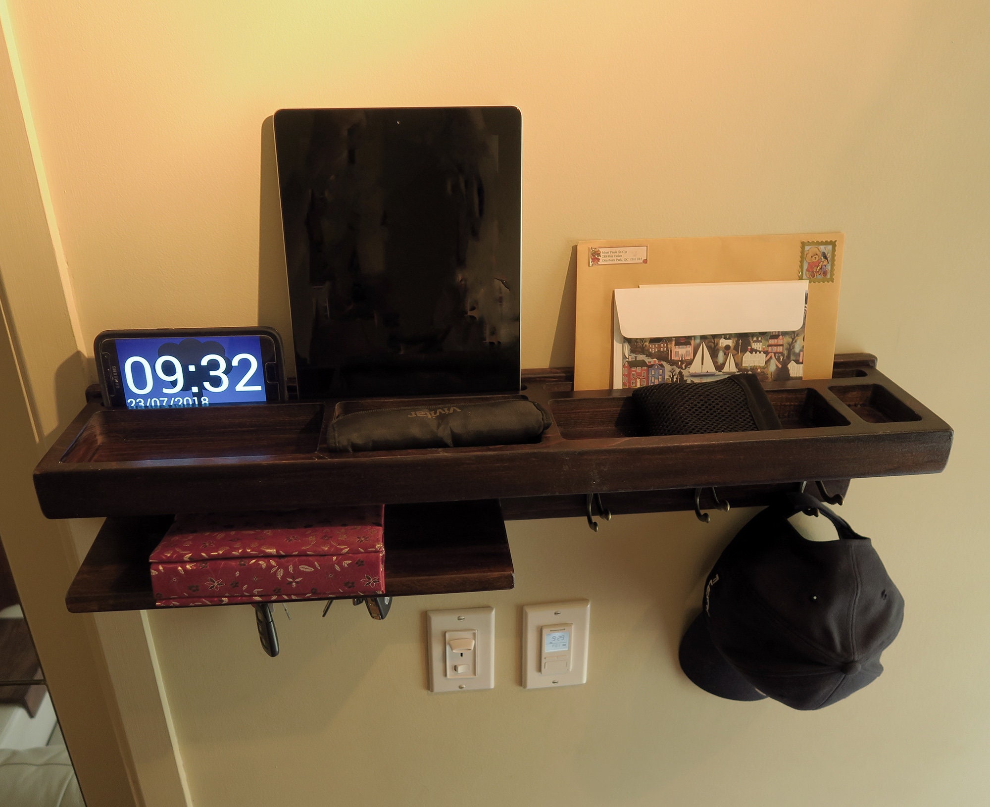 Personalized Entryway Organizer Shelf: Wall Docking Station With Hooks ...