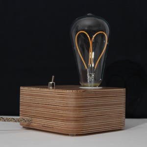 Modern Edison Block Lamp, Edison Wood Lamp, LED Table Lamp, Desk Lamp ...