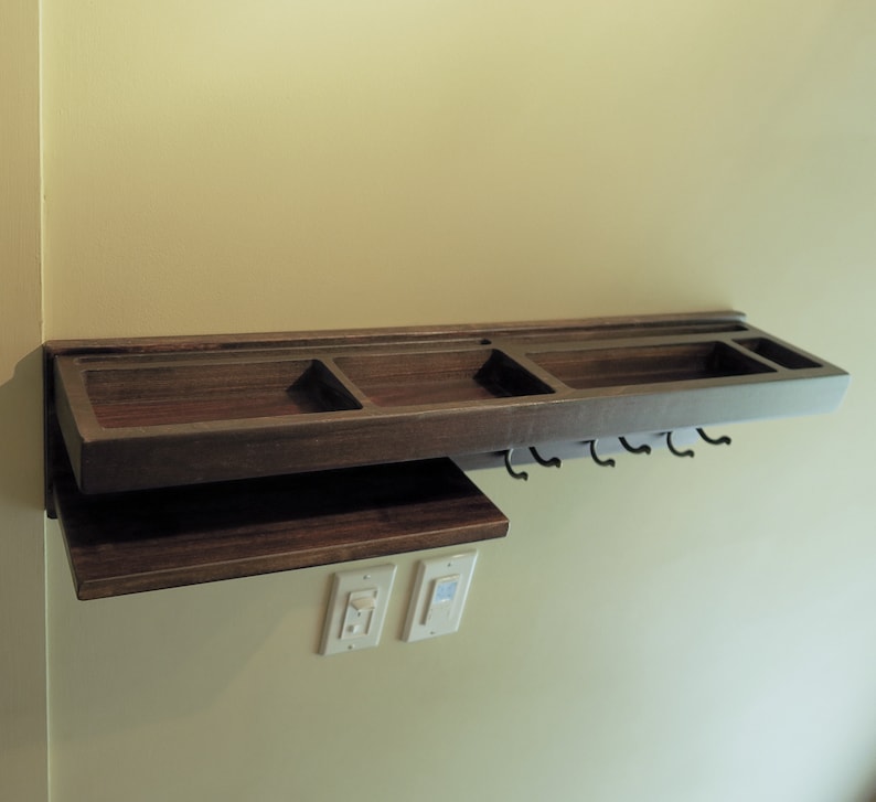 Personalized Entryway Organizer Shelf: Wall Docking Station With Hooks ...
