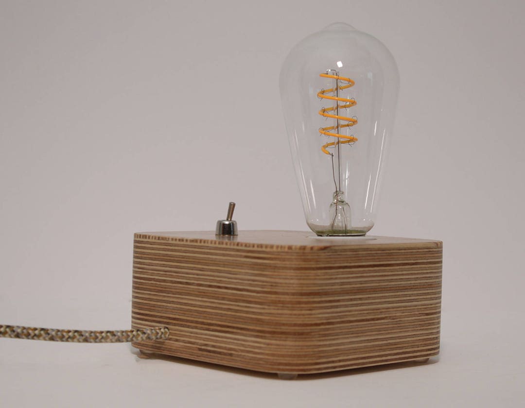 Modern Edison Block Lamp, Edison Wood Lamp, LED Table Lamp, Desk Lamp ...