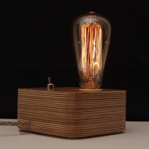 Modern Edison Block Lamp, Edison Wood Lamp, LED Table Lamp, Desk Lamp ...