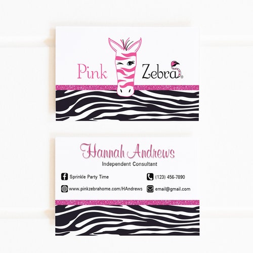 Glitter Pink Zebra Business Card Personalized Pink Zebra - Etsy
