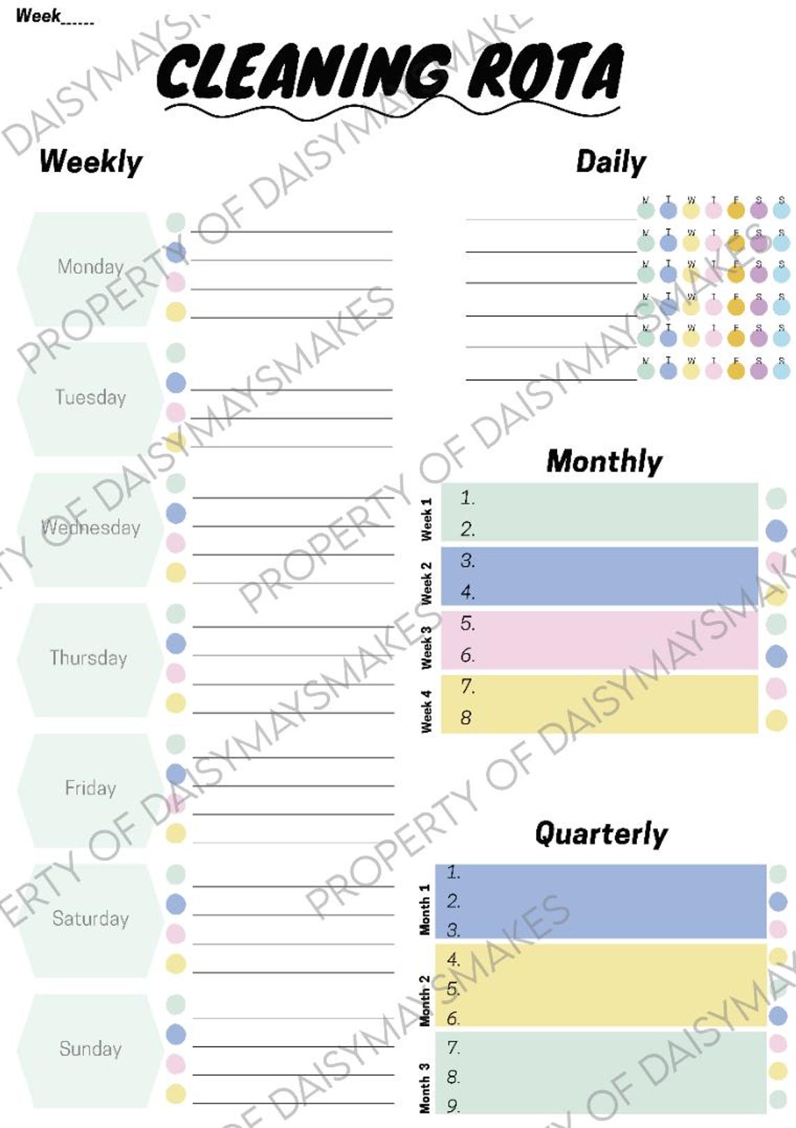 Cleaning Rota- Digital Download - Etsy