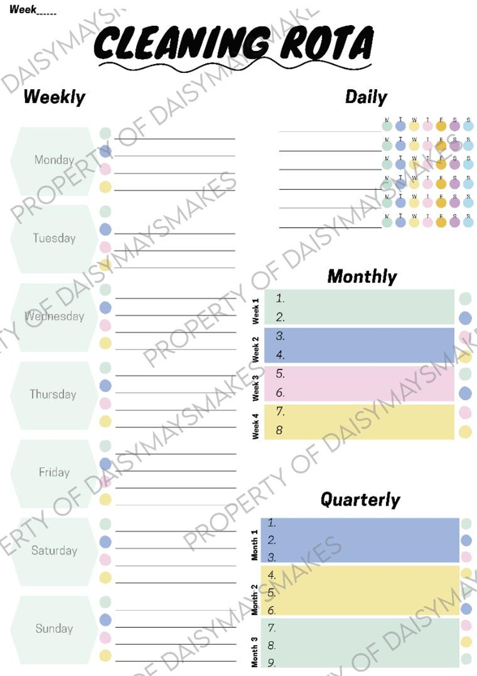 Cleaning Rota- Digital Download - Etsy