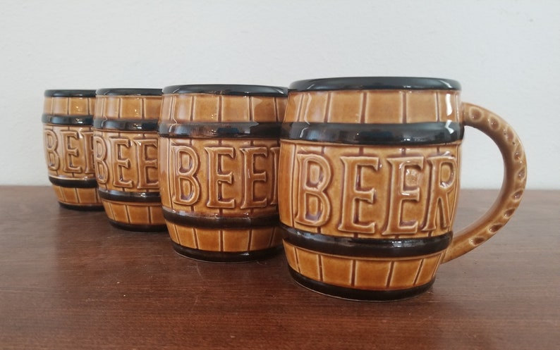 Barrel Beer Mugs Set of 4 | Etsy