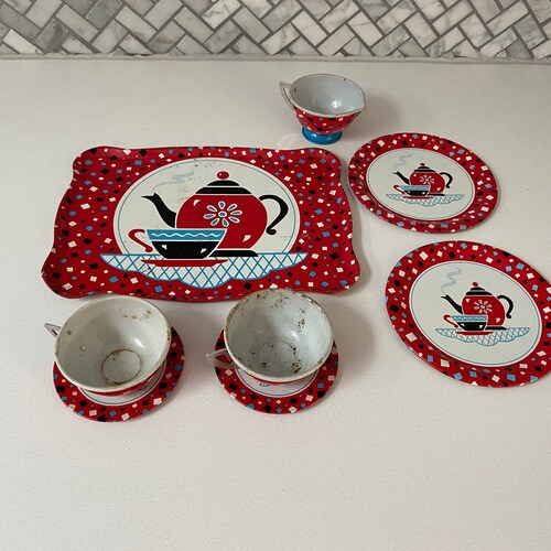 1950's Tin Toy Tea Set With Circus Design by Ohio Art Co. - Etsy