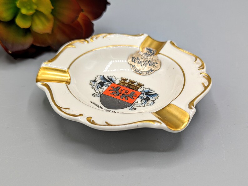 Vintage Ceramic Witten Ruhr Coat of Arms Heraldic Crest Germany Ashtray ...
