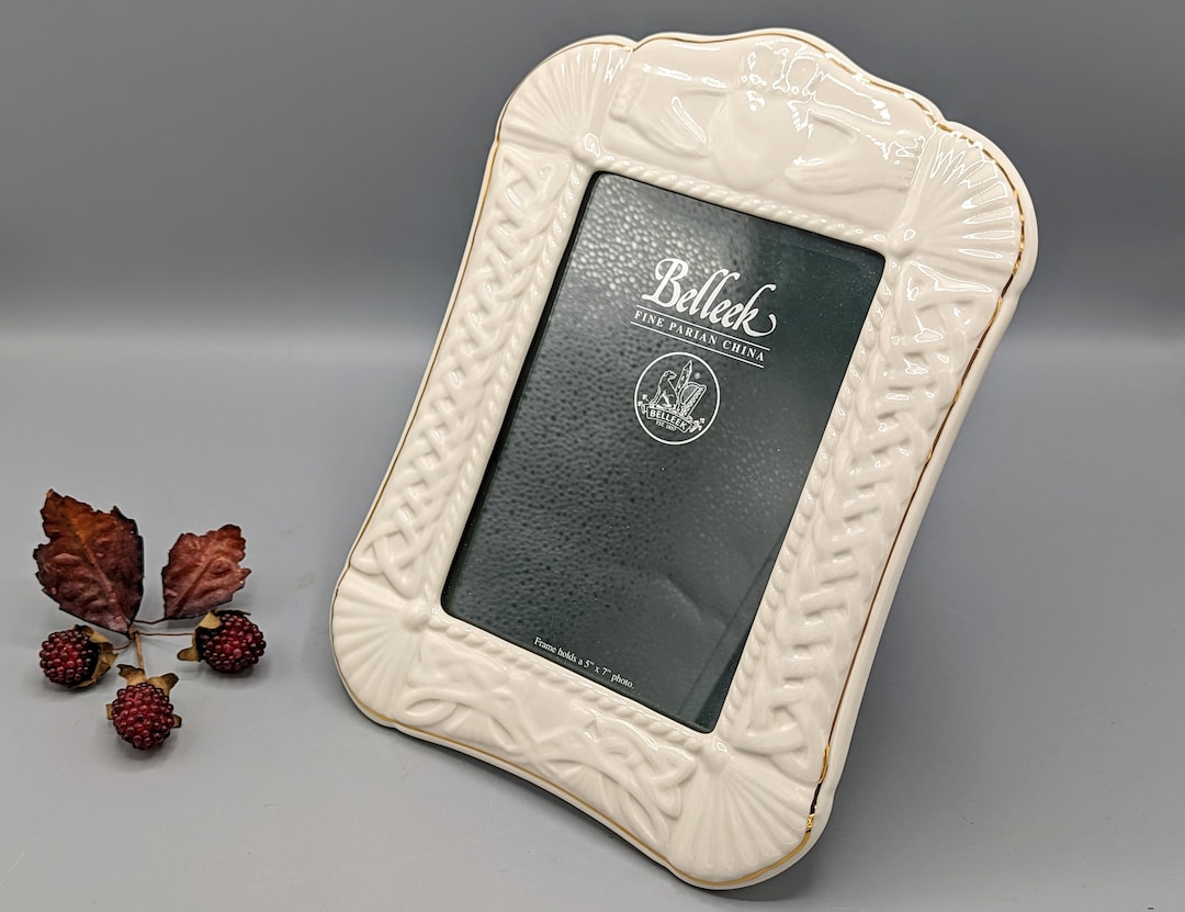 Vintage Belleek Irish White Porcelain Picture Photo Frame With Claddagh ...