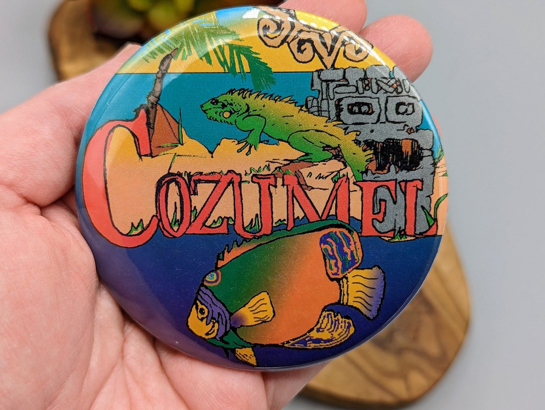 Vintage 1990s Cozumel Mexico Pinback Button Lapel Pin Metal Badge ...