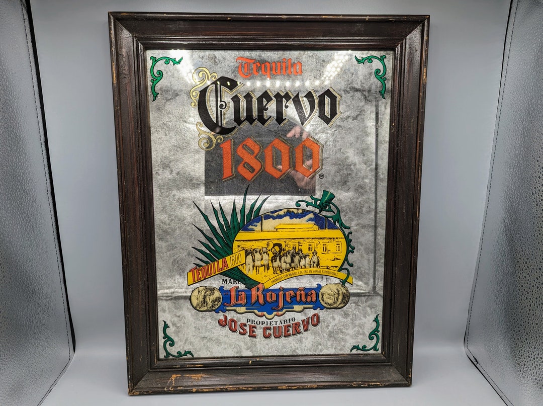 1988 Jose Cuervo 1800 Tequila Mirrored Wall Art Sign in Wood Frame ...