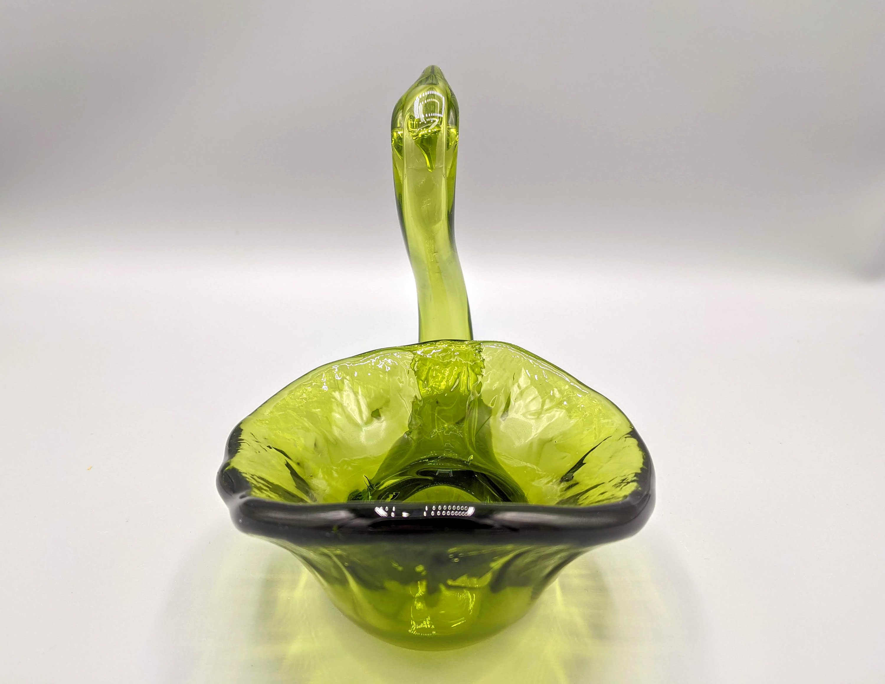 Vintage Green Glass Swan Bird Dish Bowl Vintage Green Art | Etsy
