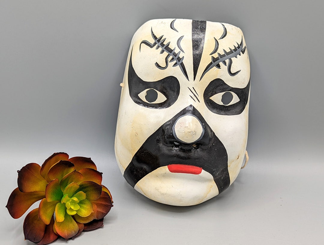 Vintage Handmade Hand Painted Japanese Kabuki Theatre Decorative Mask ...