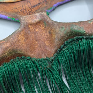 Vintage 1997 Handmade Leather Green Half Face Eye Mask With Horns and ...