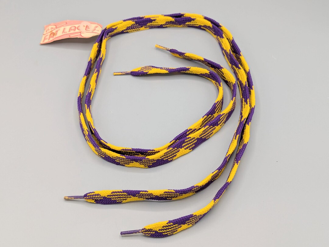 Vintage Deadstock 1980s 90s Fat Laces Purple and Yellow Funky Print 45 ...