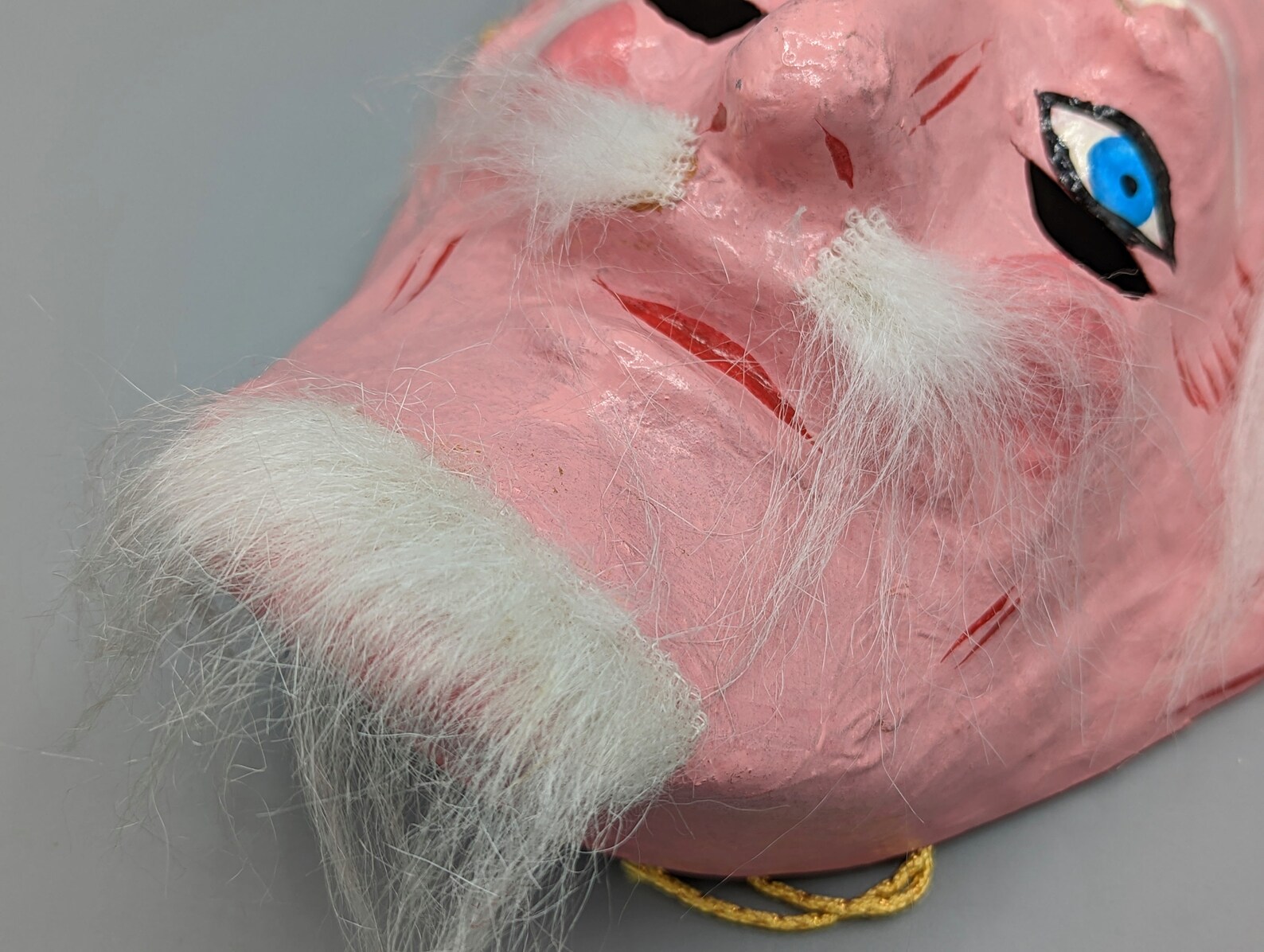 Vintage Paper Mache Old Man With Pink Face Blue Eyes White - Etsy