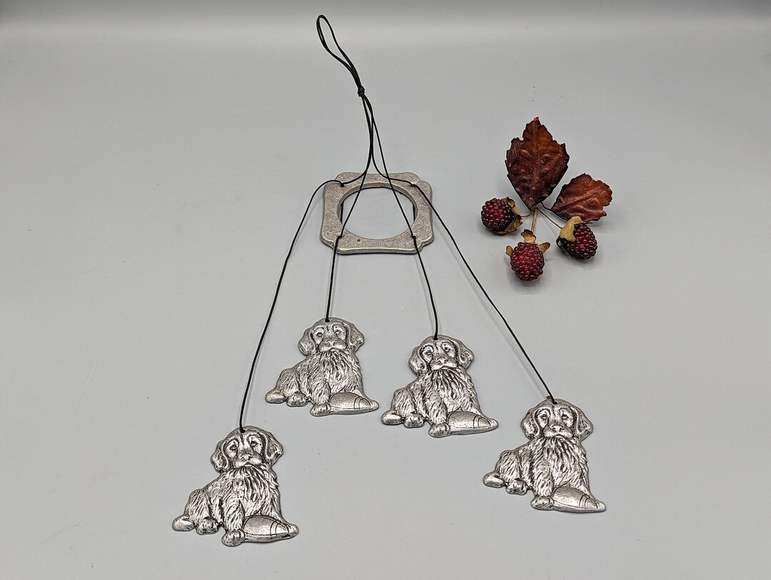 Vintage Puppies and Footballs Pewter Metal Wind Chimes, Unique Wind ...