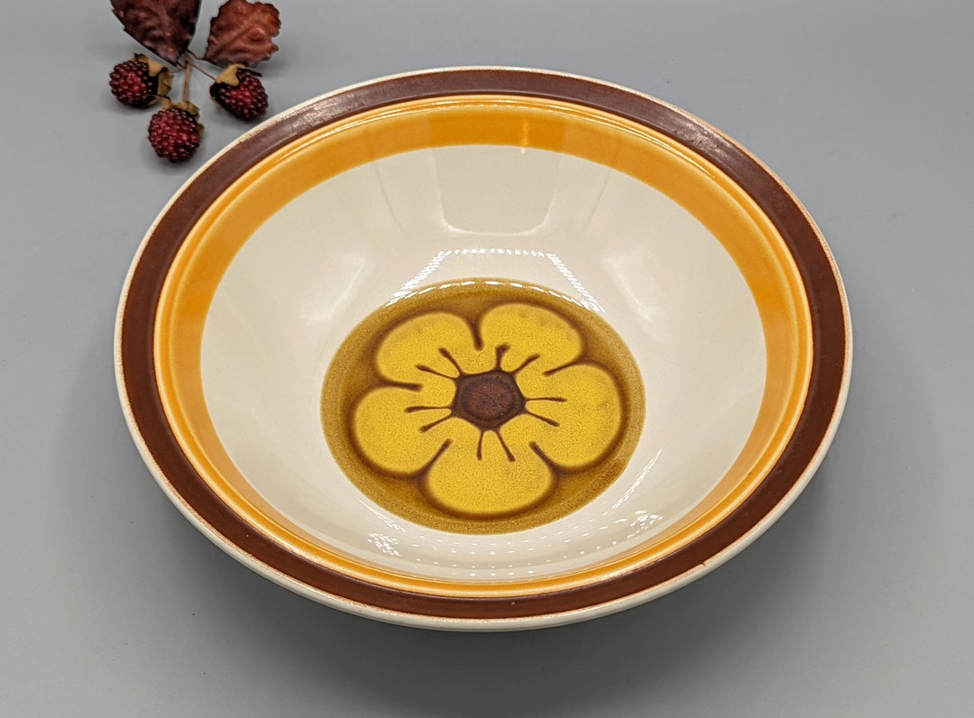 Vintage Chadds Ford Aloha Japan Floral Serving Bowl, 1970s Brown Orange ...