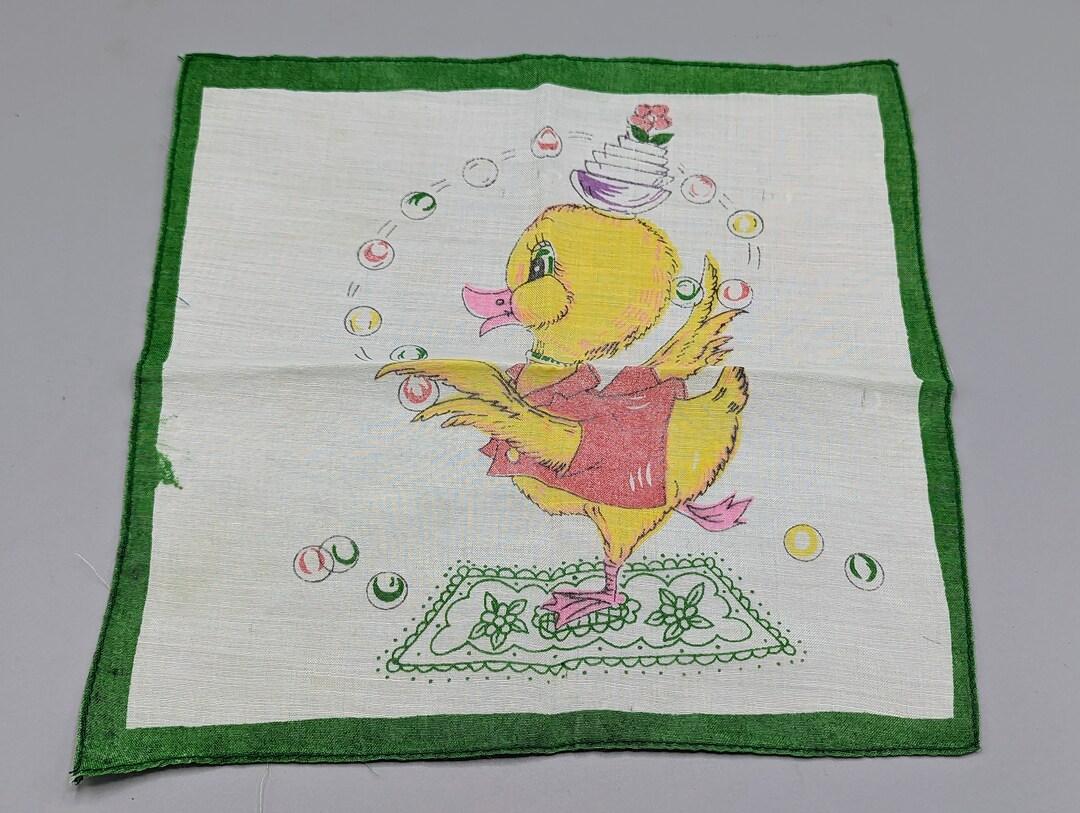 Antique Yellow Duckling Juggling Colorful Balls Handkerchief Hanky ...