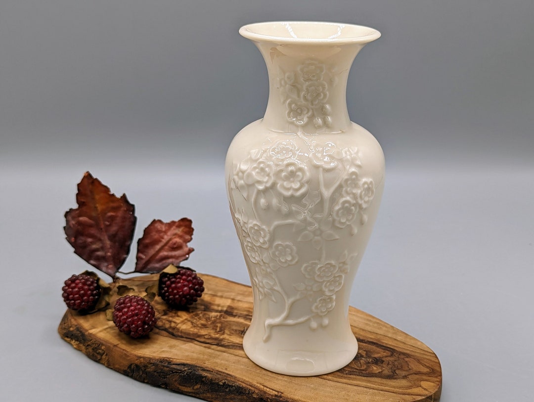 Vintage Lenox Ming Cherry Blossom White Porcelain Flower Vase, Vintage ...