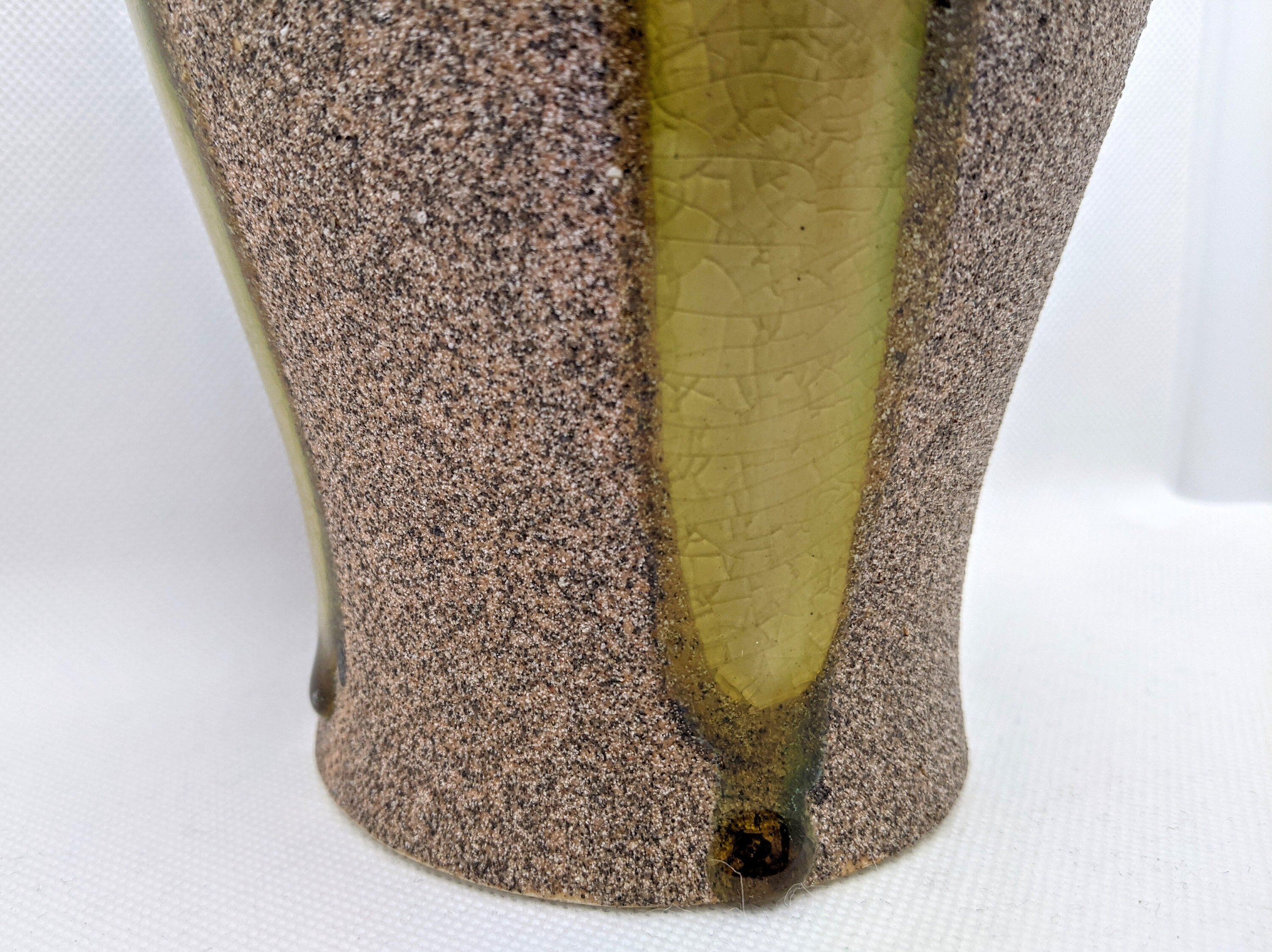 Vintage Ceramic Vase Green Drip Glaze and Rough Surface Texture ...