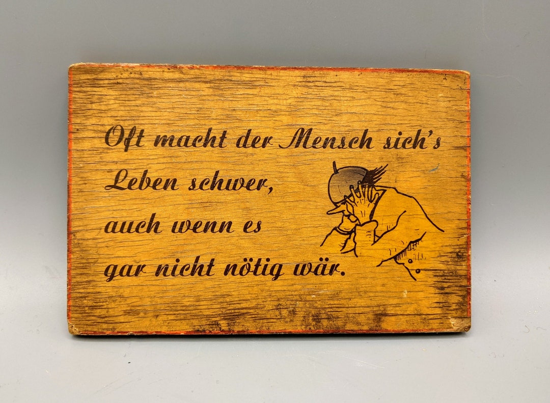 Vintage German World War I Soldier Novelty Wood Sign Wall Decor, Mid ...