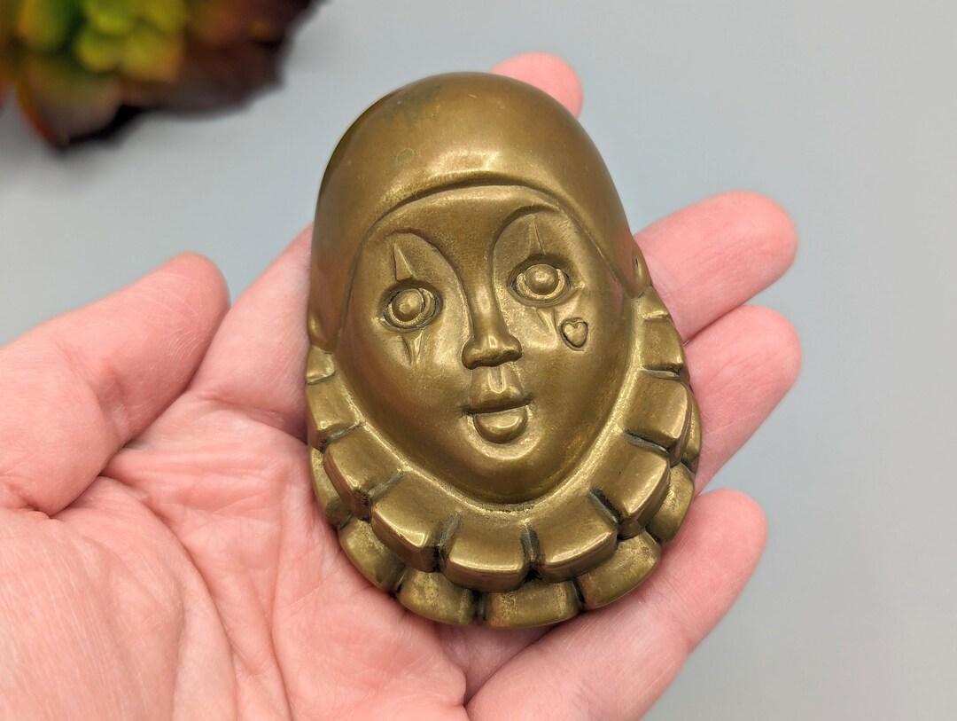 Vintage Brass Harlequin Clown Mime Wall Decor, Vintage Brass Nursery ...