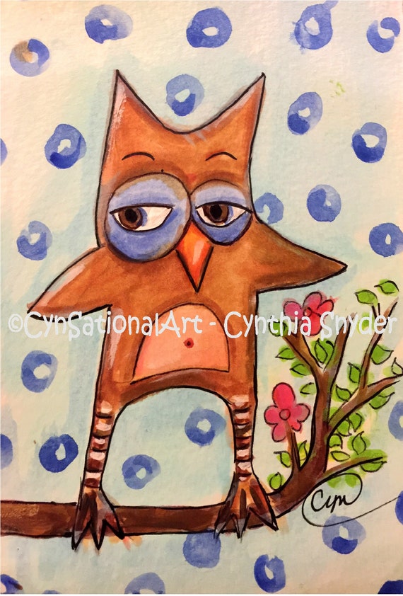 Whimsical Art Print of Original Watercolor Painting wise | Etsy