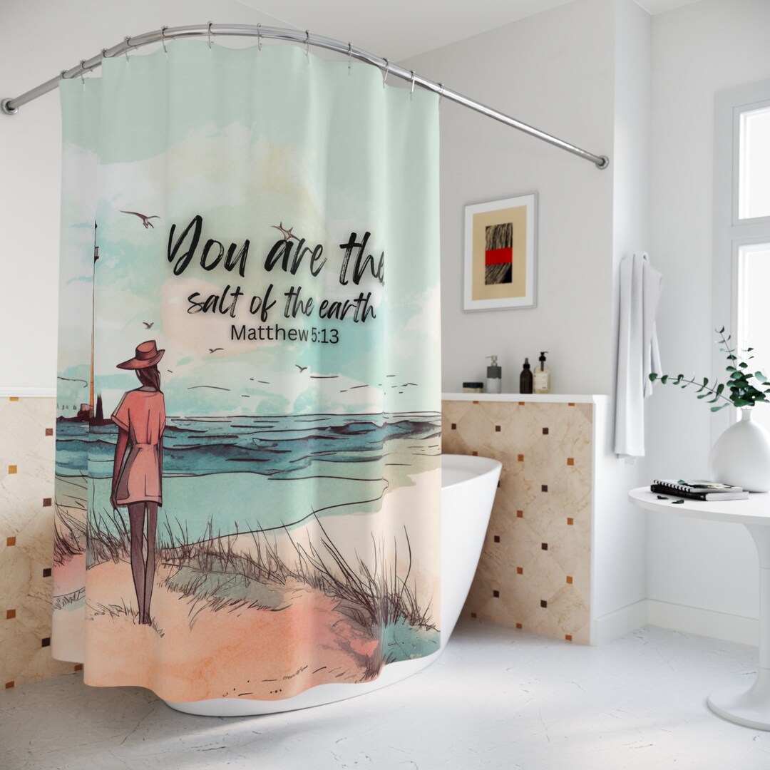 Trendy Christian Stay Salty Boho Shower Curtain, Salt of the Earth ...