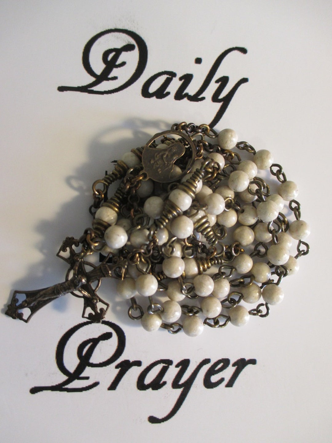 Rosary No. 104 Natural River Stone in Brass & Bronze - Etsy