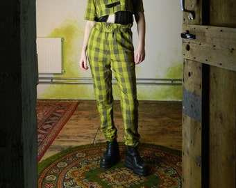 Yellow Checkered Pants - Etsy