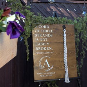 A Cord of Three Strands Wedding Sign, Wedding Ceremony Decor, Marriage ...
