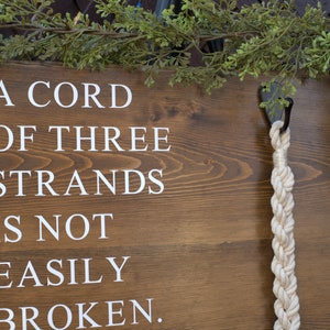 A Cord of Three Strands Wedding Sign, Wedding Ceremony Decor, Marriage ...