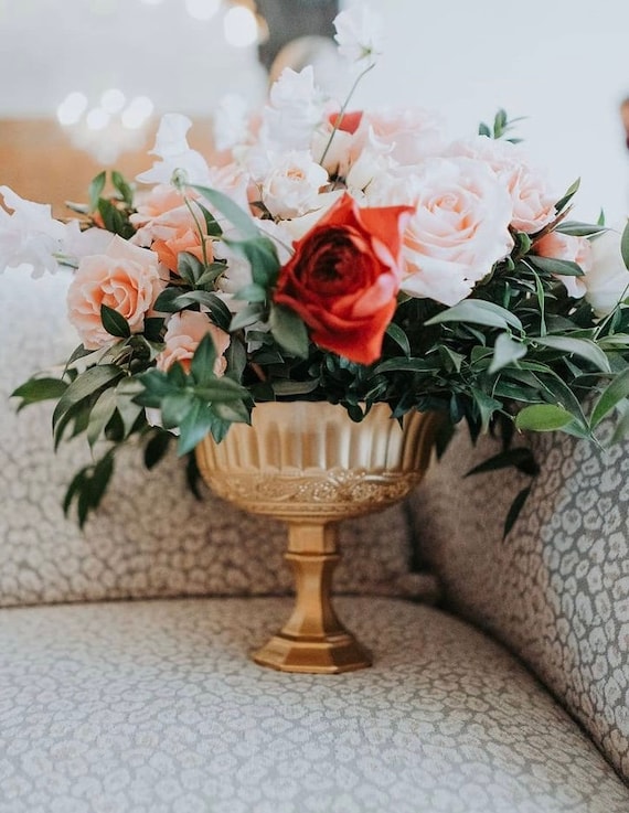 Gold Compote Vase - Etsy