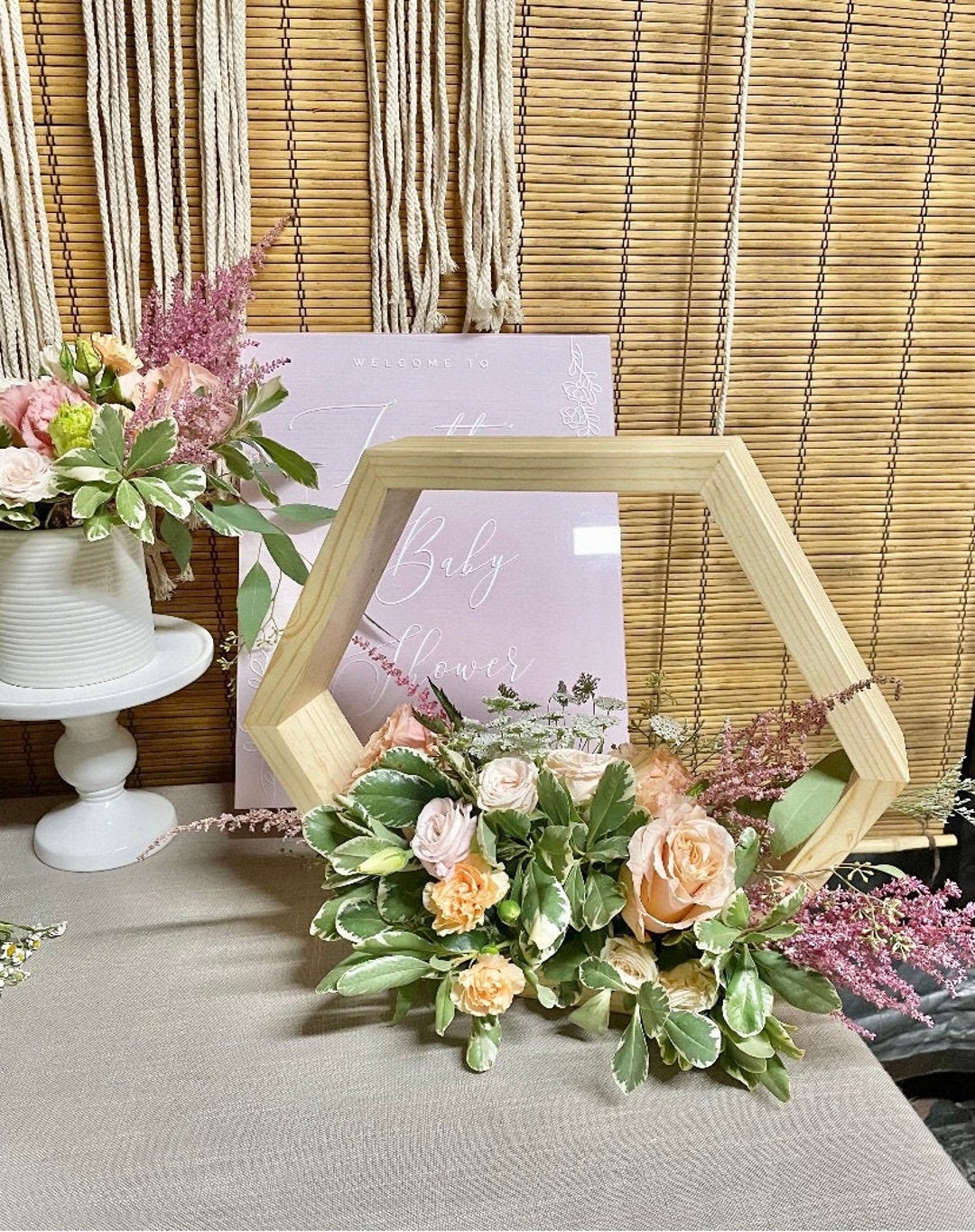 12 Inch Wood Hexagon Terrarium Frame Geometric Terrarium Wedding Table ...