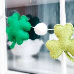 Shamrock and Four-leaf Clover, Felt Garland, Green, Handmade St ...