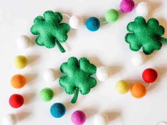 Rainbow Four-leaf Clover Felt Garland Multi-color Handmade | Etsy