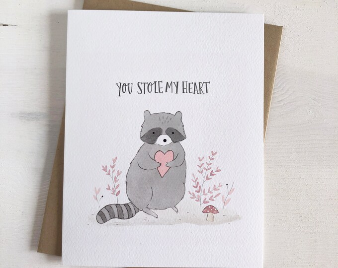 You Stole My Heart Raccoon Valentine Raccoon Card Love - Etsy