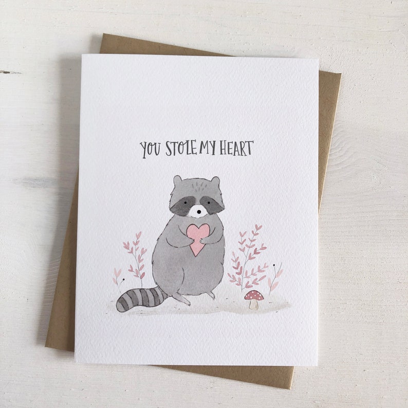 You Stole My Heart Raccoon valentine raccoon card love - Etsy.de