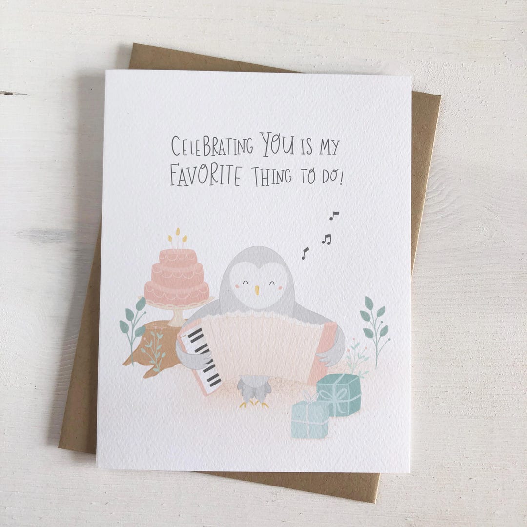 Celebrating You - Owl Instrument Woodland Animal Birthday Card - Etsy