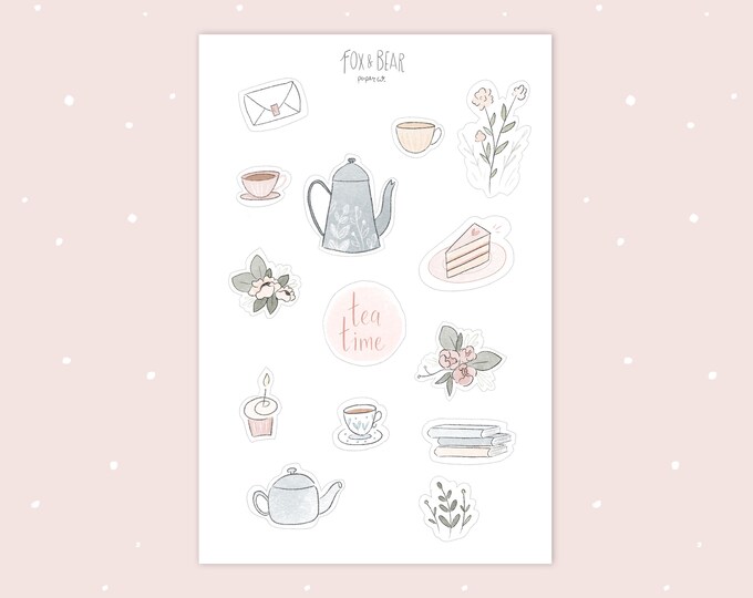 Tea Time Stickers Bullet Journal Accessories Aesthetic - Etsy