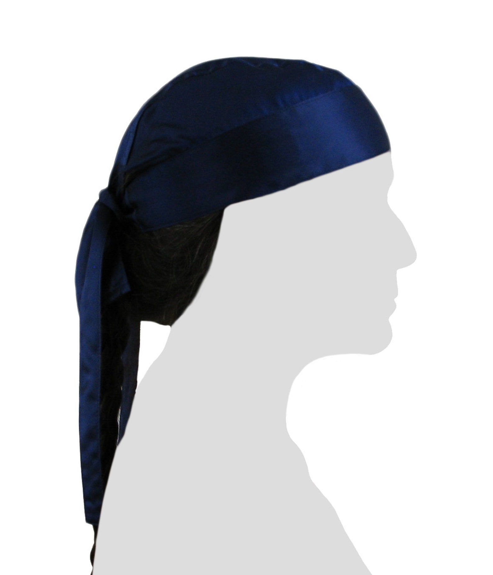 100% Silk Charmeuse Dew Rag Navy Blue Durag Doo-rag Du Rag Doo-rag ...