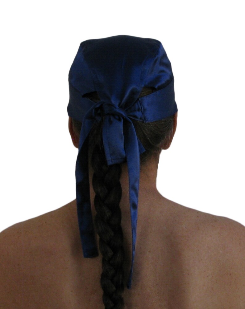 100% Silk Charmeuse Dew Rag Navy Blue Durag Doo-rag Du Rag Doo-rag ...