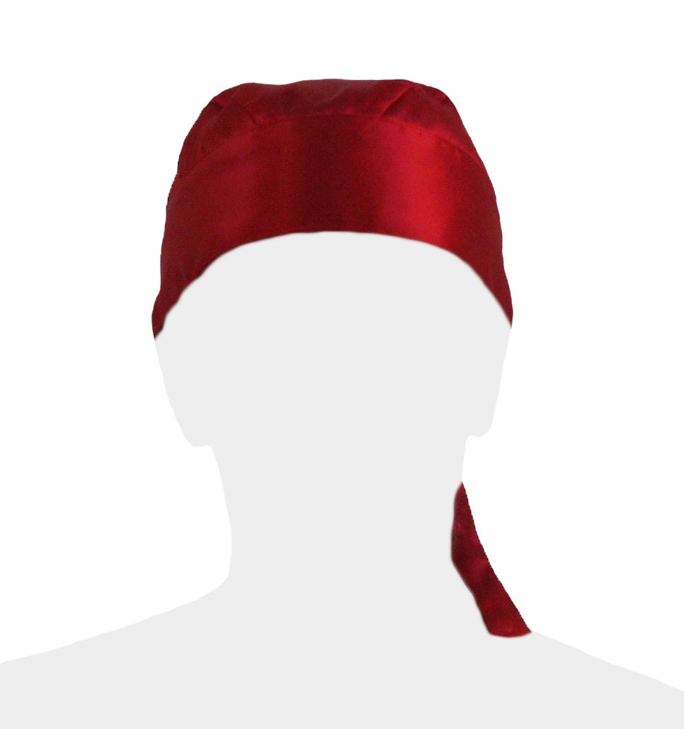 100% Silk Charmeuse Dew Rag True Fire Red Durag Doo-rag Du Rag Doo-rag ...